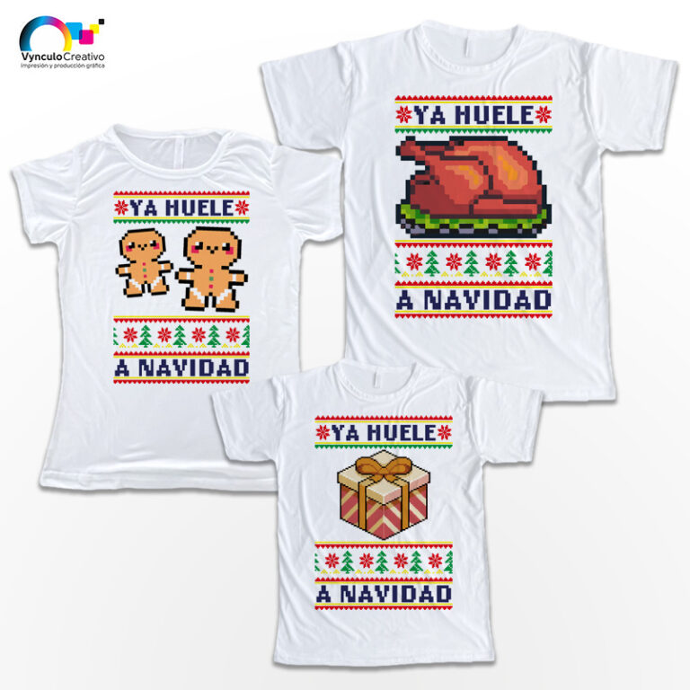 Playeras navideñas familiares pack 3 pzas personalizadas sublimadas ...