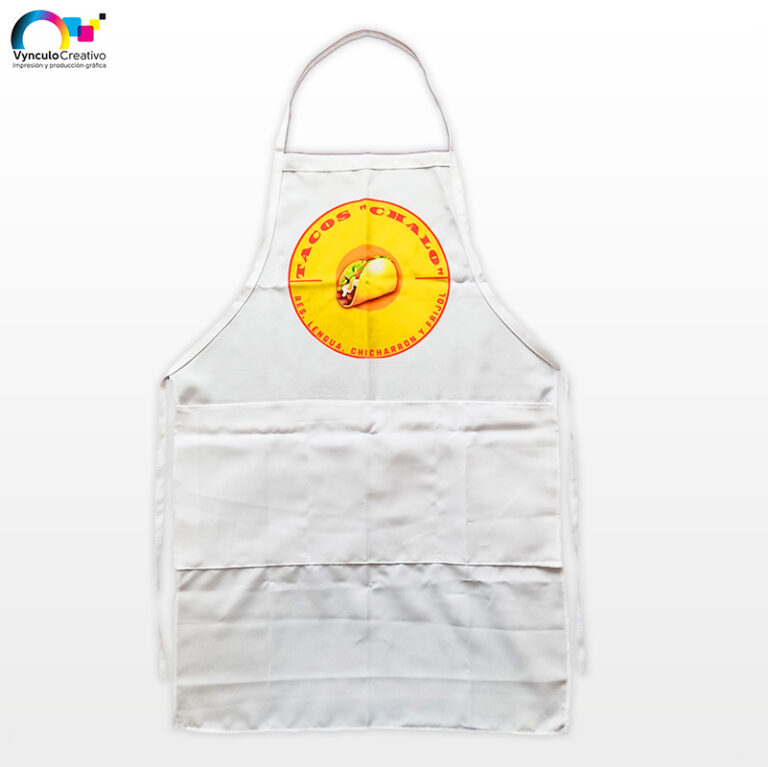 Mandil blanco con bolsas personalizados pack 5 pzas – Vynculo Creativo
